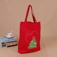 China Custom Christmas Canvas Tote Bag Reusable Santa Shopping Handbag Gift for Kids 40x35cm for sale