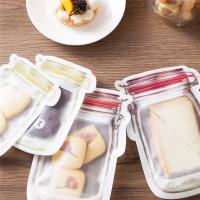 China Reusable PE Mason Jar Shape Storage Bags with Zipper Seal 500ml 1000ml for Snacks Candy Food for sale