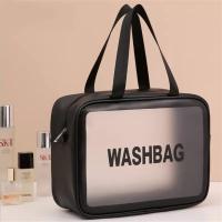China Transparent Waterproof Travel Wash Bag Hanging Makeup Storage Pouch Large Capacity 26x9x16CM for sale