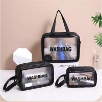 China Transparent Waterproof Travel Wash Bag Hanging Makeup Storage Pouch Large Capacity 26x9x16CM for sale