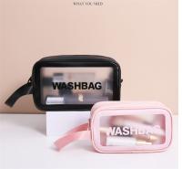 China Transparent Waterproof Travel Wash Bag Hanging Makeup Storage Pouch Large Capacity 26x9x16CM for sale