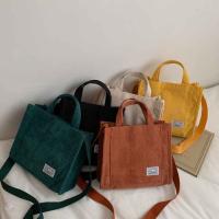 China Custom Corduroy Shoulder Bag 26x10x23cm Eco Friendly Shopping Tote Wholesale OEM for sale