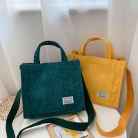 China Custom Corduroy Shoulder Bag 26x10x23cm Eco Friendly Shopping Tote Wholesale OEM for sale