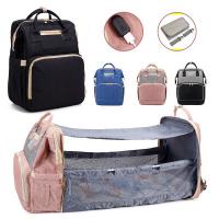 China Retractable Mommy Diaper Bag Portable Folding Crib 20x10cm Cotton Baby Backpack for sale