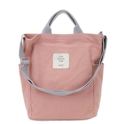 China Custom Canvas Shoulder Bag Zipper Women Messenger Bag Simple Handbag Letter Printing Tote 35x30cm for sale
