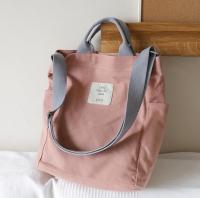 China Custom Canvas Shoulder Bag Zipper Women Messenger Bag Simple Handbag Letter Printing Tote 35x30cm for sale