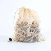 China Organic Cotton Drawstring Bag Backpack Vegetable Grocery Mesh String Bag 3 Sizes 20x25 25x30 30x40 cm for sale