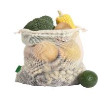 China Organic Cotton Drawstring Bag Backpack Vegetable Grocery Mesh String Bag 3 Sizes 20x25 25x30 30x40 cm for sale