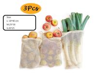China Organic Cotton Drawstring Bag Backpack Vegetable Grocery Mesh String Bag 3 Sizes 20x25 25x30 30x40 cm for sale
