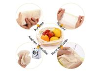 China Organic Cotton Drawstring Bag Backpack Vegetable Grocery Mesh String Bag 3 Sizes 20x25 25x30 30x40 cm for sale