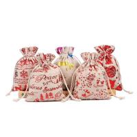 China Christmas Burlap Jute Drawstring Bag Backpack Candy Pouch Bags OEM for sale
