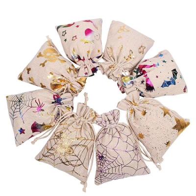 China Custom Cotton Drawstring Burlap Bags 20x10 cm Reusable Eco Friendly Jewelry Pouches for sale