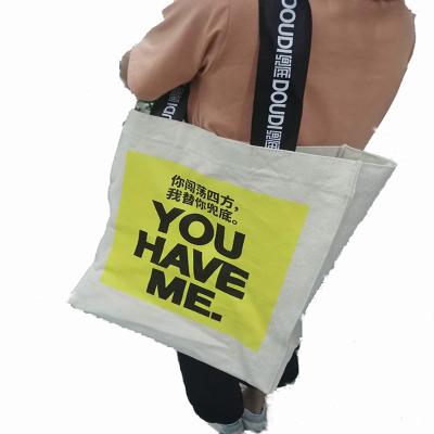 China Large Canvas Tote Bag 39x18.5cm Eco-Friendly Shopping Shoulder Bag for Women Custom Logo for sale