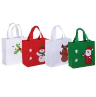 China Christmas Santa Felt Tote Bag Reusable Shopping Bag 30x40cm for Holiday Gift for sale