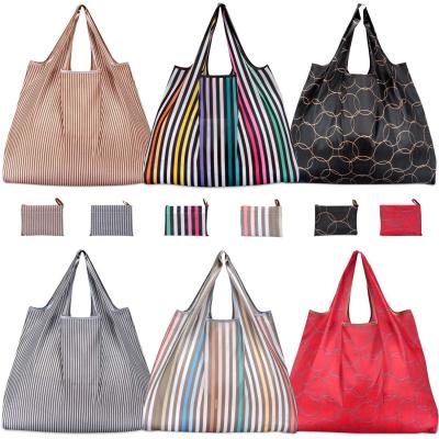 China Reusable Grocery Tote Bags Eco Friendly Large Heavy Duty 50x40cm Ripstop Nylon Foldable Shopping Bag for sale