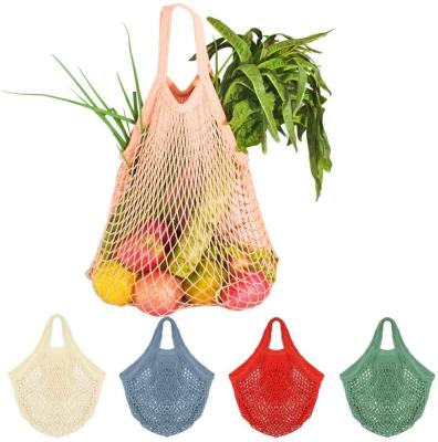 China Eco Friendly Cotton String Shopping Bag Reusable Mesh Market Tote 25x35x38 cm for Grocery Storage for sale
