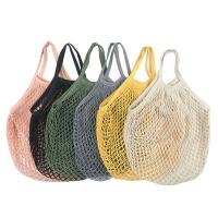 China Eco Friendly Cotton String Shopping Bag Reusable Mesh Market Tote 25x35x38 cm for Grocery Storage for sale