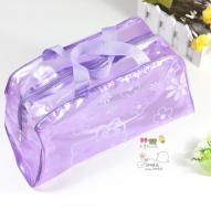 China OEM Foldable PVC Cosmetic Bag 23.5x8.5x17.5cm Portable Makeup Toiletry Travel Case with Zipper for sale