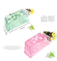China OEM Foldable PVC Cosmetic Bag 23.5x8.5x17.5cm Portable Makeup Toiletry Travel Case with Zipper for sale