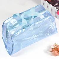 China OEM Foldable PVC Cosmetic Bag 23.5x8.5x17.5cm Portable Makeup Toiletry Travel Case with Zipper for sale