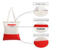 China Custom PU Canvas Shopping Bag 39x34 cm Durable Zipper Tote with Handles for sale