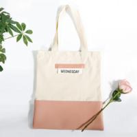 China Custom PU Canvas Shopping Bag 39x34 cm Durable Zipper Tote with Handles for sale