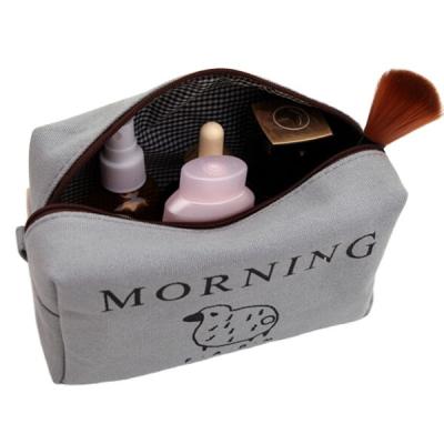 China Wholesale Cotton Canvas Cosmetic Bag 19x9x13cm Eco Friendly Travel Makeup Pouch for sale