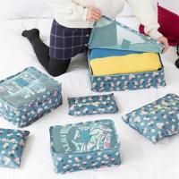China 6 Piece Polyester Travel Bag Set Clothing Shoes Cosmetic Luggage Organizer with Handles for sale