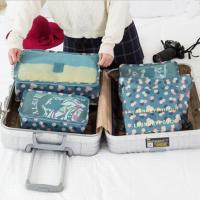 China 6 Piece Polyester Travel Bag Set Clothing Shoes Cosmetic Luggage Organizer with Handles for sale