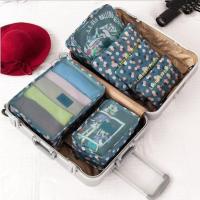 China 6 Piece Polyester Travel Bag Set Clothing Shoes Cosmetic Luggage Organizer with Handles for sale