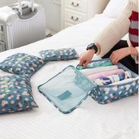 China 6 Piece Polyester Travel Bag Set Clothing Shoes Cosmetic Luggage Organizer with Handles for sale