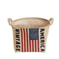 China Jute Cotton Waterproof Foldable Laundry Basket 25x30cm 35x45cm Kids Dirty Clothes Hamper for sale