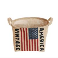 China Jute Cotton Waterproof Foldable Laundry Basket 25x30cm 35x45cm Kids Dirty Clothes Hamper for sale