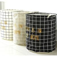 China Ramie Cotton Foldable Laundry Basket 40x50cm Cylindric Burlap Canvas Storage Hamper for sale