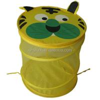 China Custom Sublimation Round Mesh Laundry Bag 38x45cm with Cover Polyester Stainless Steel Frame for sale