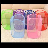 China Portable Colorful Foldable Mesh Laundry Basket Reusable Dirty Cloths Bag for sale