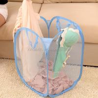 China Portable Colorful Foldable Mesh Laundry Basket Reusable Dirty Cloths Bag for sale