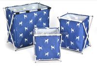 China Alu Pipe Polyester Dirty Clothes Basket With Cover Foldable Laundry Hamper for sale