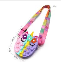 China Fidget Push Bubble Toy Rainbow Unicorn Coin Purse Crossbody Bag Silicone 20cm for sale