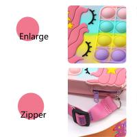 China Fidget Push Bubble Toy Rainbow Unicorn Coin Purse Crossbody Bag Silicone 20cm for sale