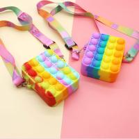 China Fidget Push Bubble Toy Rainbow Unicorn Coin Purse Crossbody Bag Silicone 20cm for sale