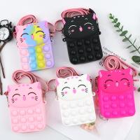 China Fidget Push Bubble Toy Rainbow Unicorn Coin Purse Crossbody Bag Silicone 20cm for sale
