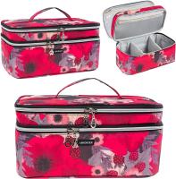 China Large Capacity Double Layer Waterproof Cosmetic Bag 12x7x6.5 Inch Custom Logo for sale