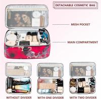 China Large Capacity Double Layer Waterproof Cosmetic Bag 12x7x6.5 Inch Custom Logo for sale