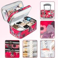 China Large Capacity Double Layer Waterproof Cosmetic Bag 12x7x6.5 Inch Custom Logo for sale