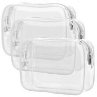 China PVC 3 Piece Toiletry Bag Set 7.5x5.5x2.2 Inch Travel Cosmetic Organizer Custom Logo for sale
