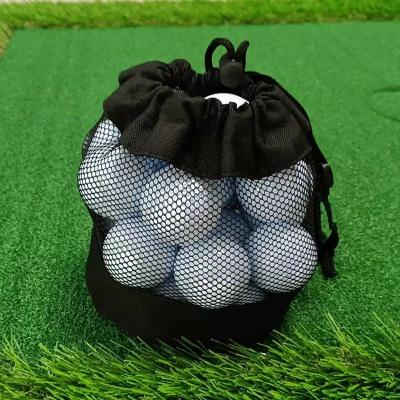 China Polyester Sports Drawstring Bag with Mesh Pocket for Golf Tennis Ball Storage 12x16 Inch for sale