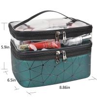 China Hot sell cosmetic bag with 2 layer for double zippers for sale