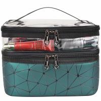 China Hot sell cosmetic bag with 2 layer for double zippers for sale