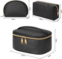 China Customizable PU Leather Makeup Bag Set of 3 Waterproof Travel Cosmetic Organizer for Women for sale